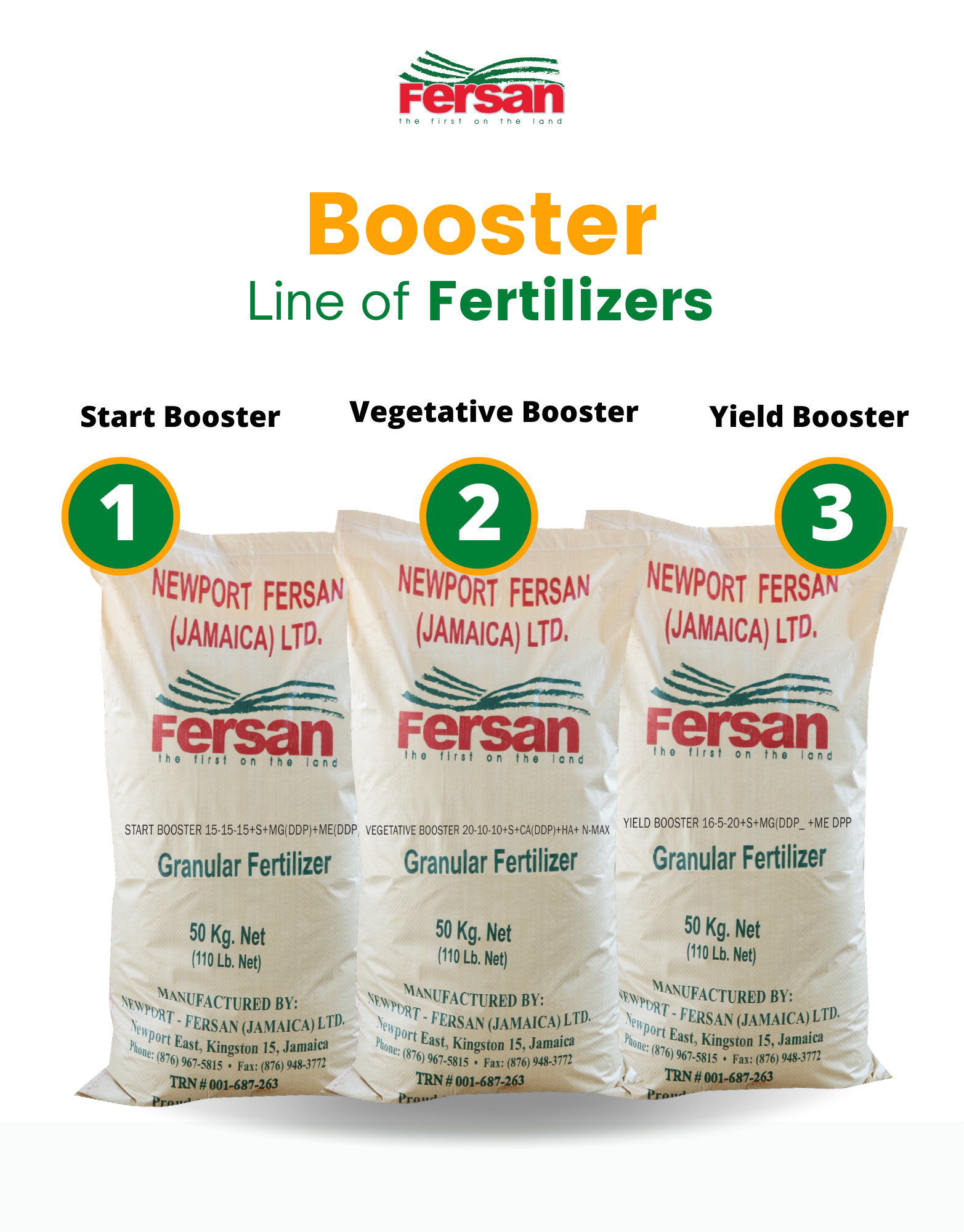 Booster line of Fertilizers – Newport-Fersan (Jamaica) Limited